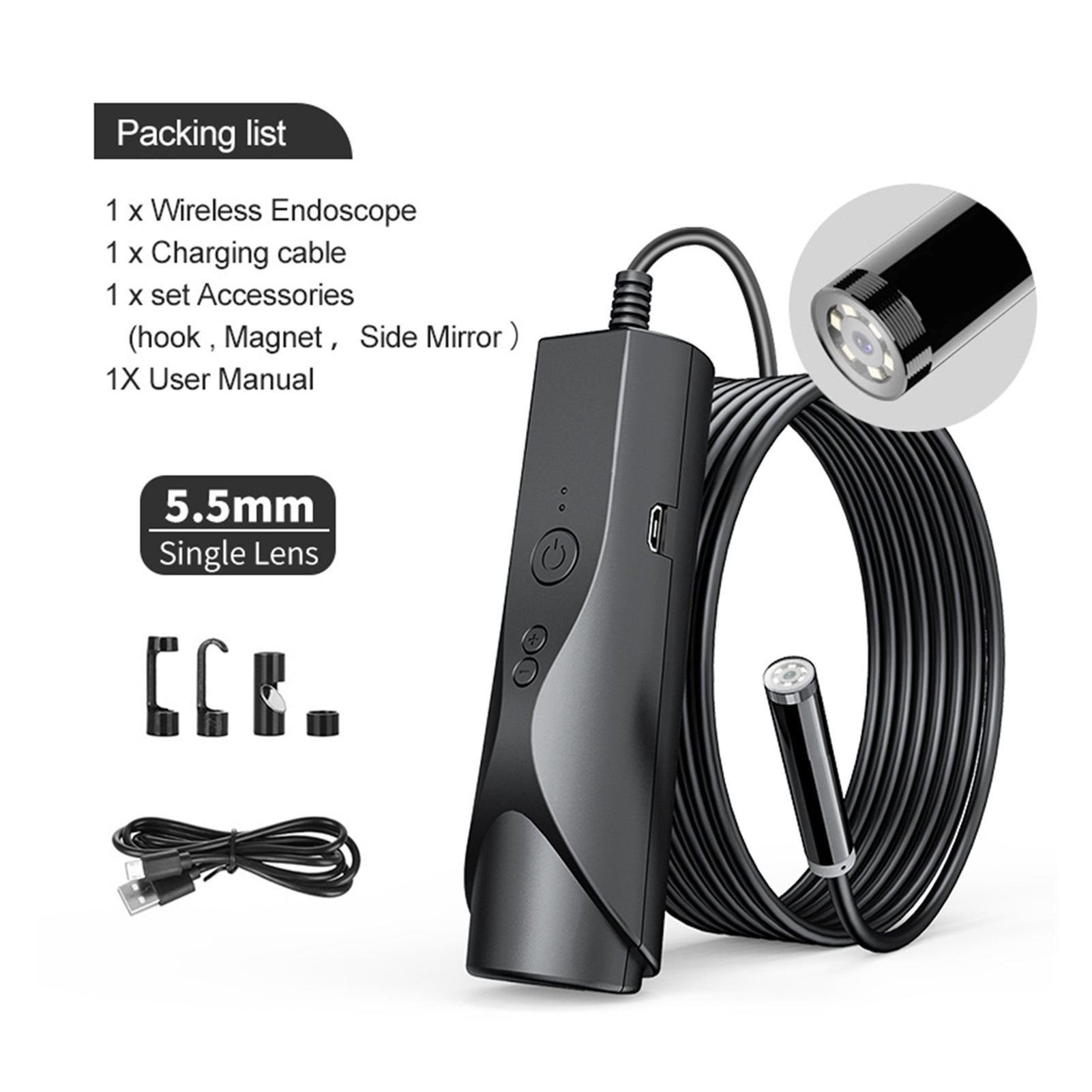 8mm Wifi Endoscope Camera IP67 Waterproof WiFi Borescope 1080P HD ...