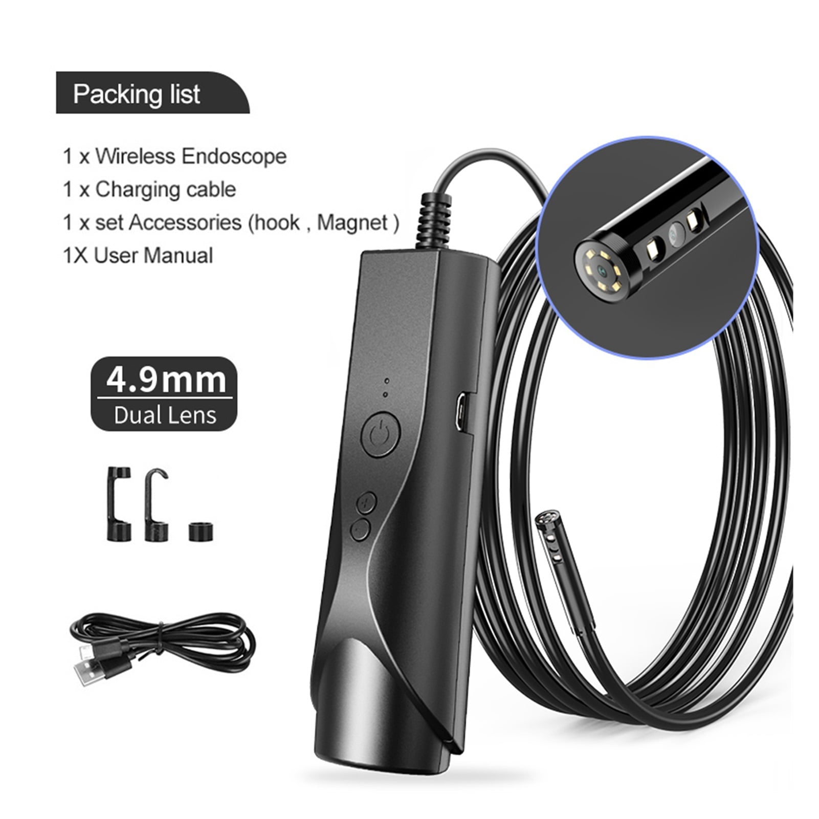 8mm Wifi Endoscope Camera IP67 Waterproof WiFi Borescope 1080P HD ...