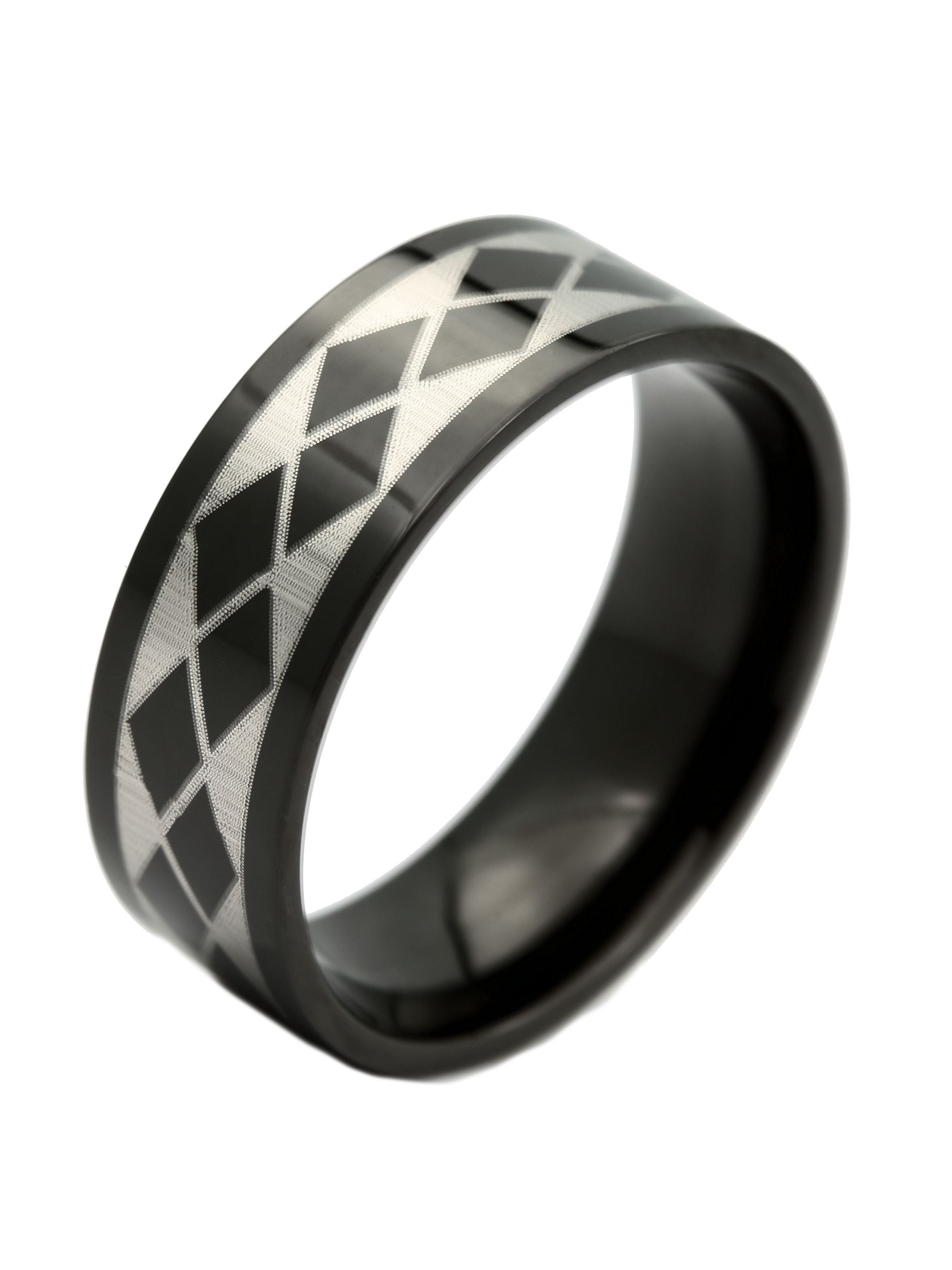 8mm ip Black Stainless Steel Band Checker Design - Walmart.com