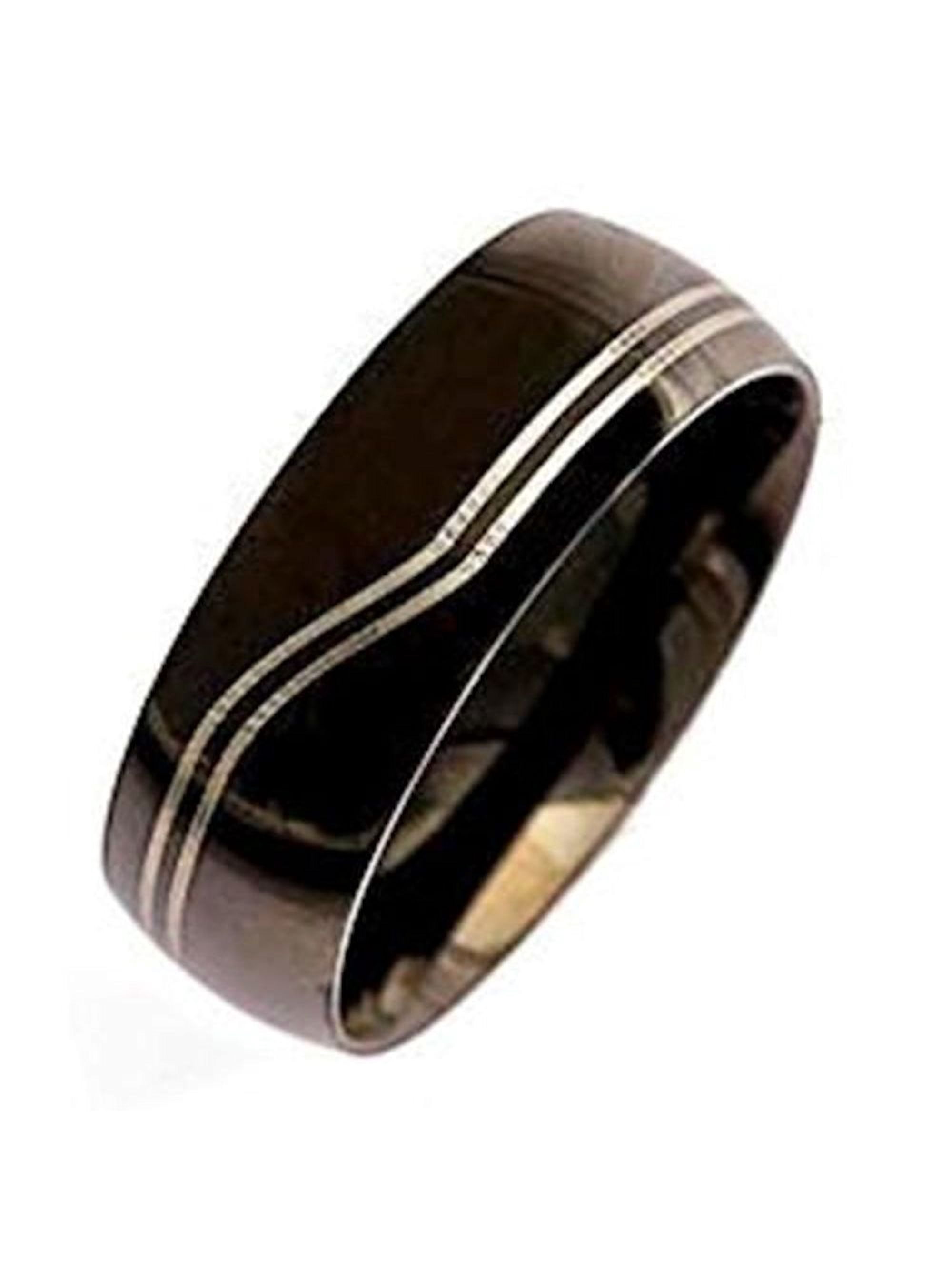 8mm ip Black Stainless Steel Band Wave Line Design Band - Walmart.com