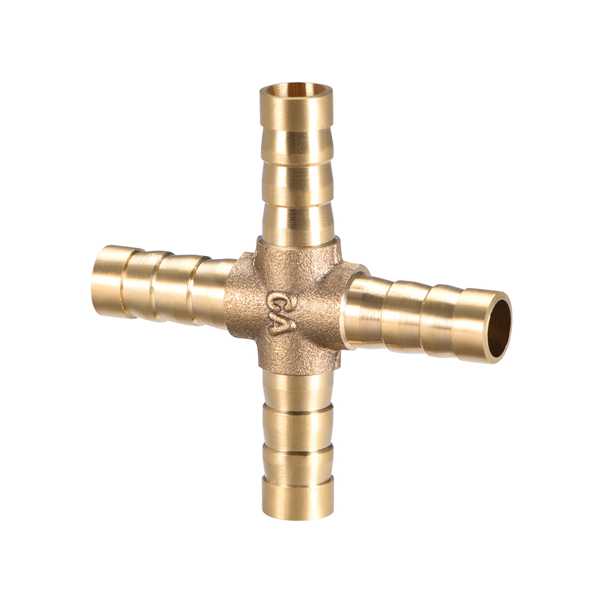 8mm or 5/16" ID Brass Barb Splicer Fitting 4 Ways Brass Cross Barb ...