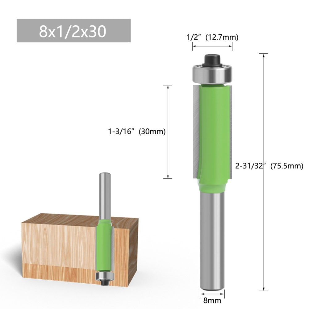 8mm shank Flush Trim Router Bit End Bearing For Woodworking Cutting ...