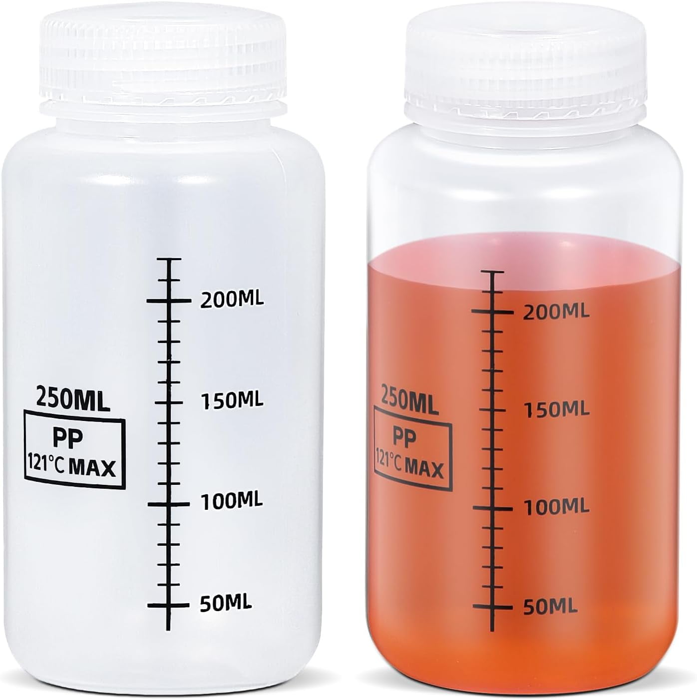 8oz/250ml Wide Mouth Plastic Bottles with Airtight Lids, Graduated Food ...