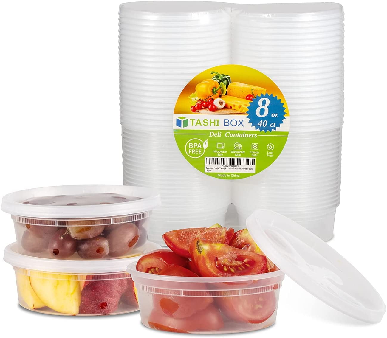 8oz-40 Sets Plastic Containers with Airtight Lids, Food Storage ...