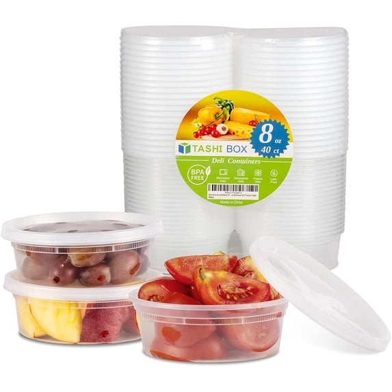 8oz-40 Sets Plastic Containers with Airtight Lids, Food Storage ...