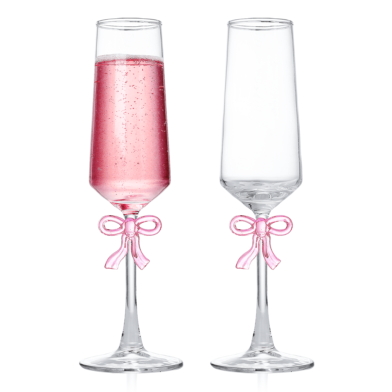 8oz Champagne Glasses Set of 2, Hand Blown Crystal Flutes with ...
