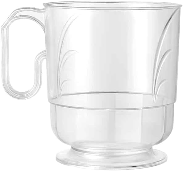 8oz Clear Plastic Coffee Mug with Handle - Transparent Disposable ...