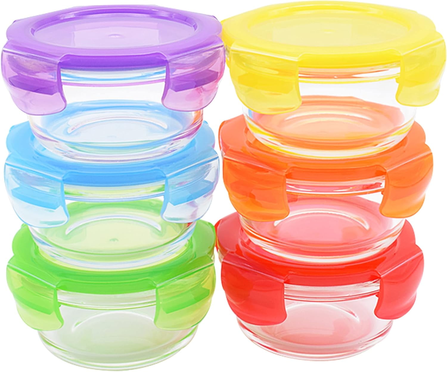 8oz Glass Food Storage Containers with Airtight BPA-Free Lids, 6 Pack ...