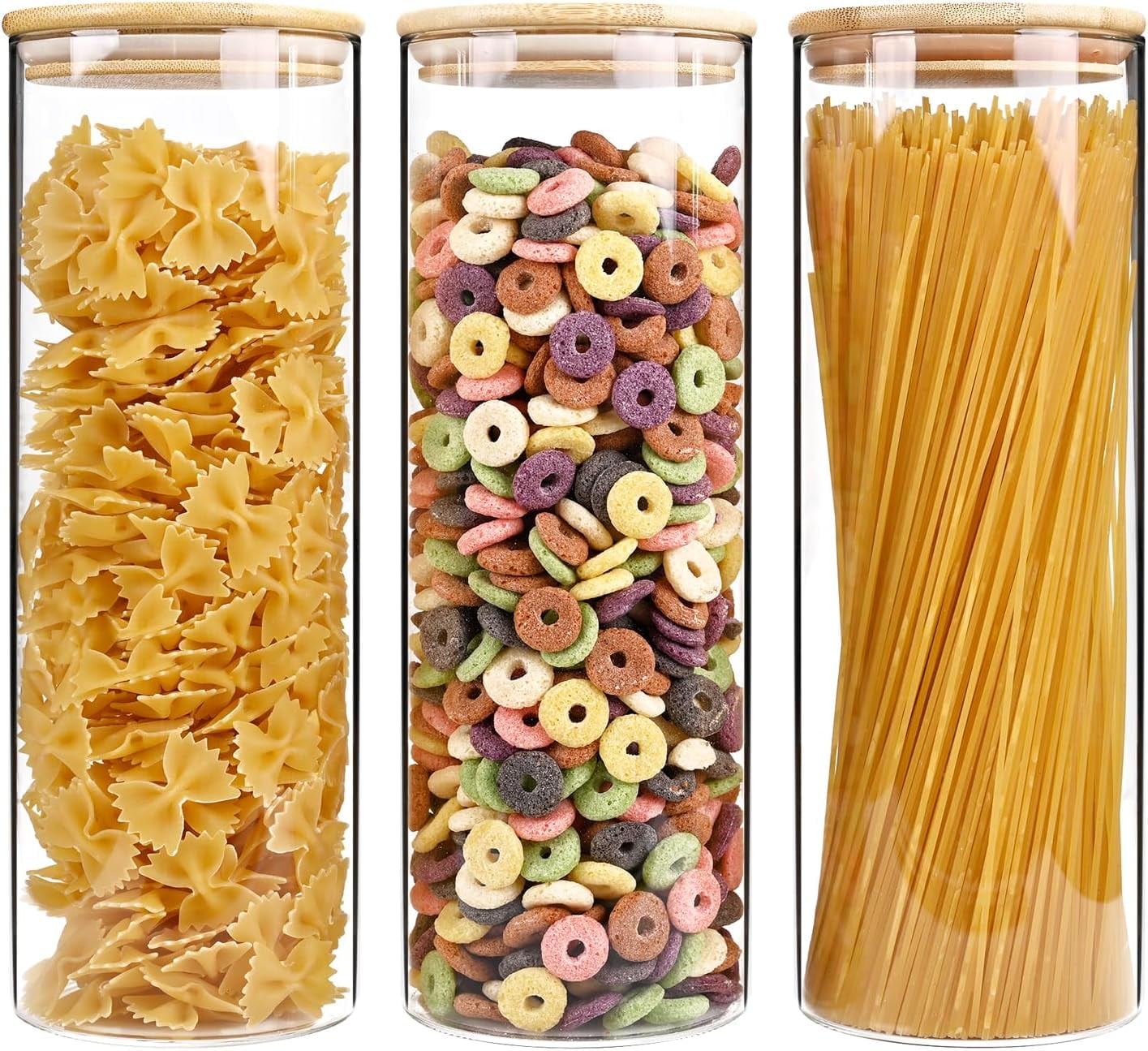 8oz Glass Food Storage Jars, Glass Jars with Bamboo Lids, Kitchen ...