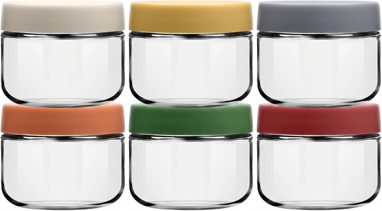 8oz Glass Jars with Lids, 6-Pack Small Food Containers for Chia Pudding ...