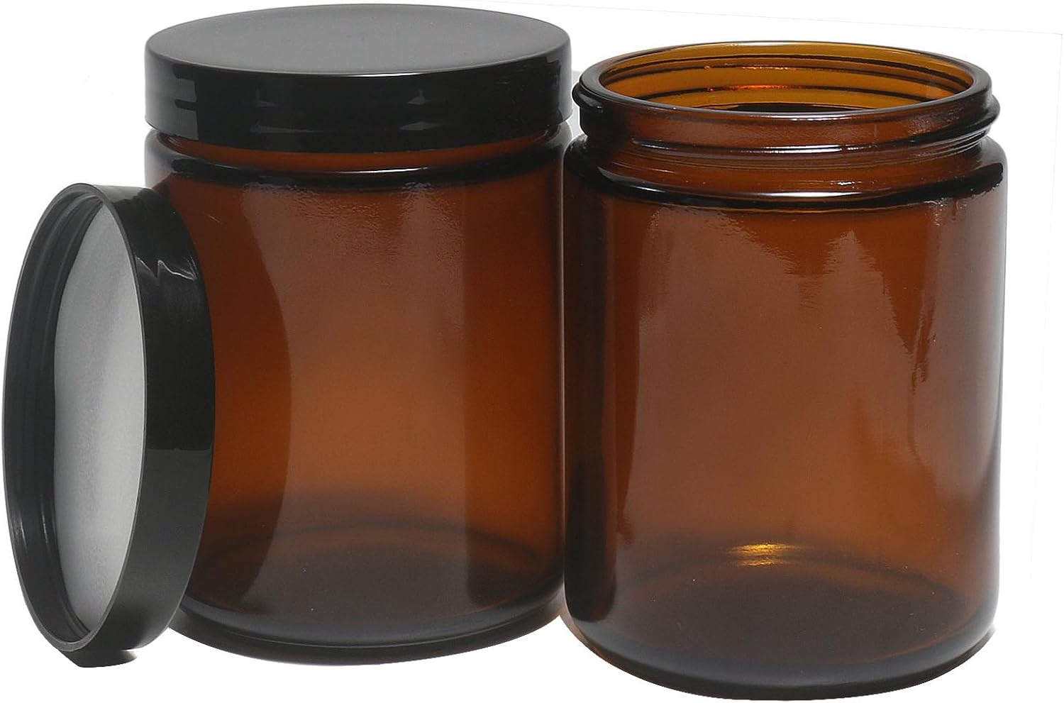 8oz Glass Jars with Lids, 2 pack Jars Amber 250g Empty Round Cosmetic ...