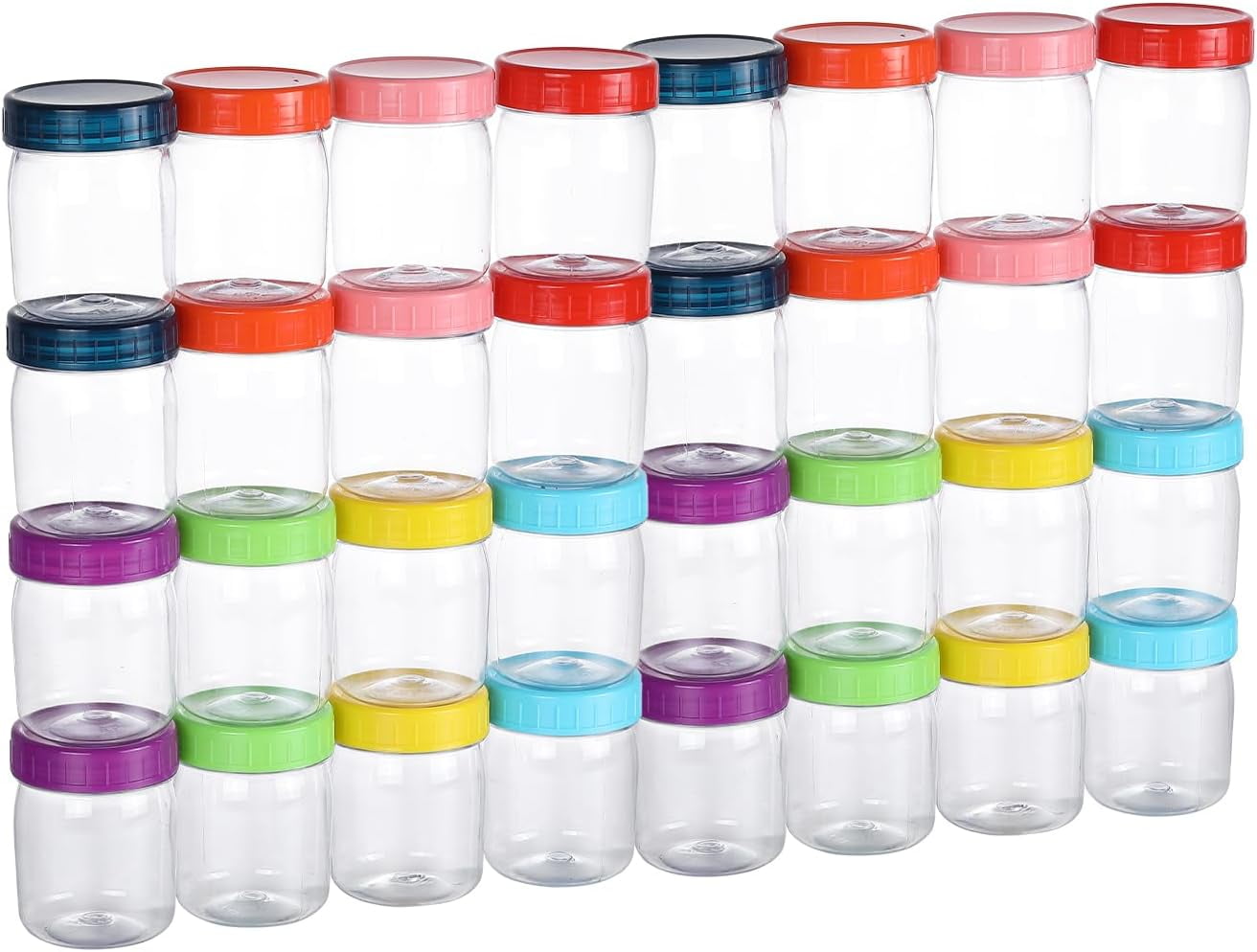 8oz Plastic Jars With Lids Colorful Lid Mason Jars 48Pack 8 oz Plastic ...