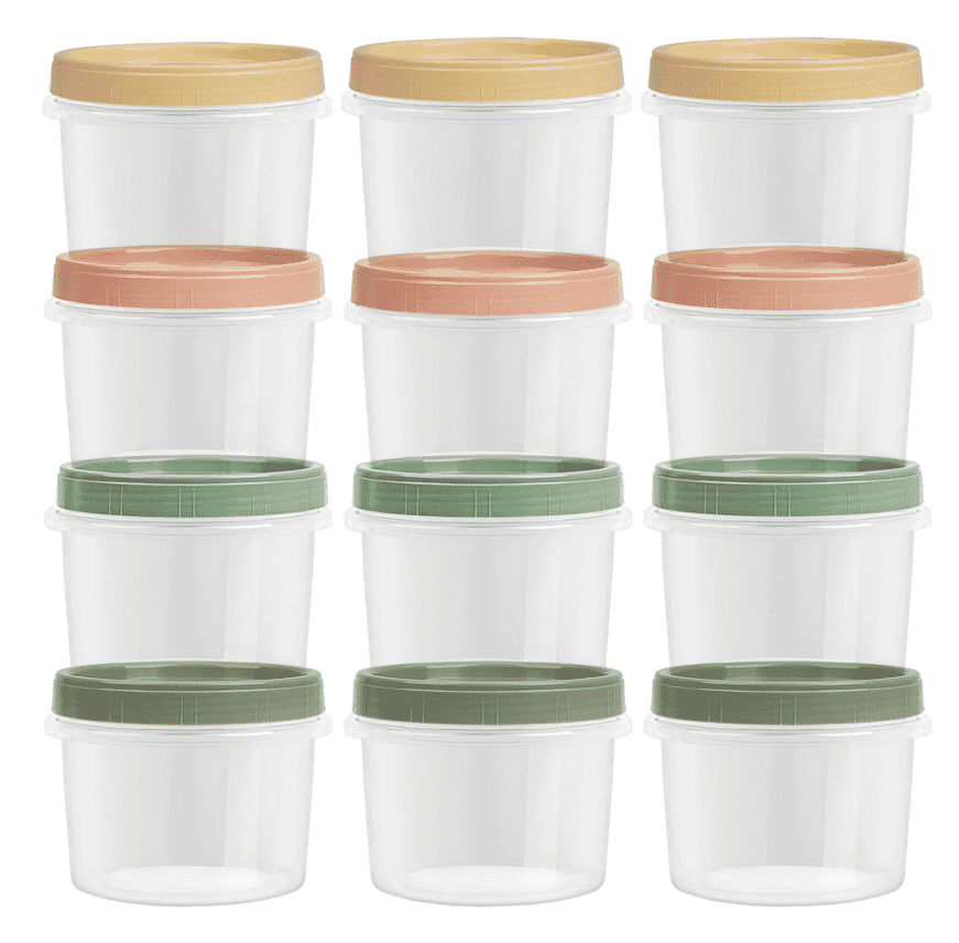 8oz Plastic Screw Top Food Containers with Lids 12 Pack, 4 Colors ...