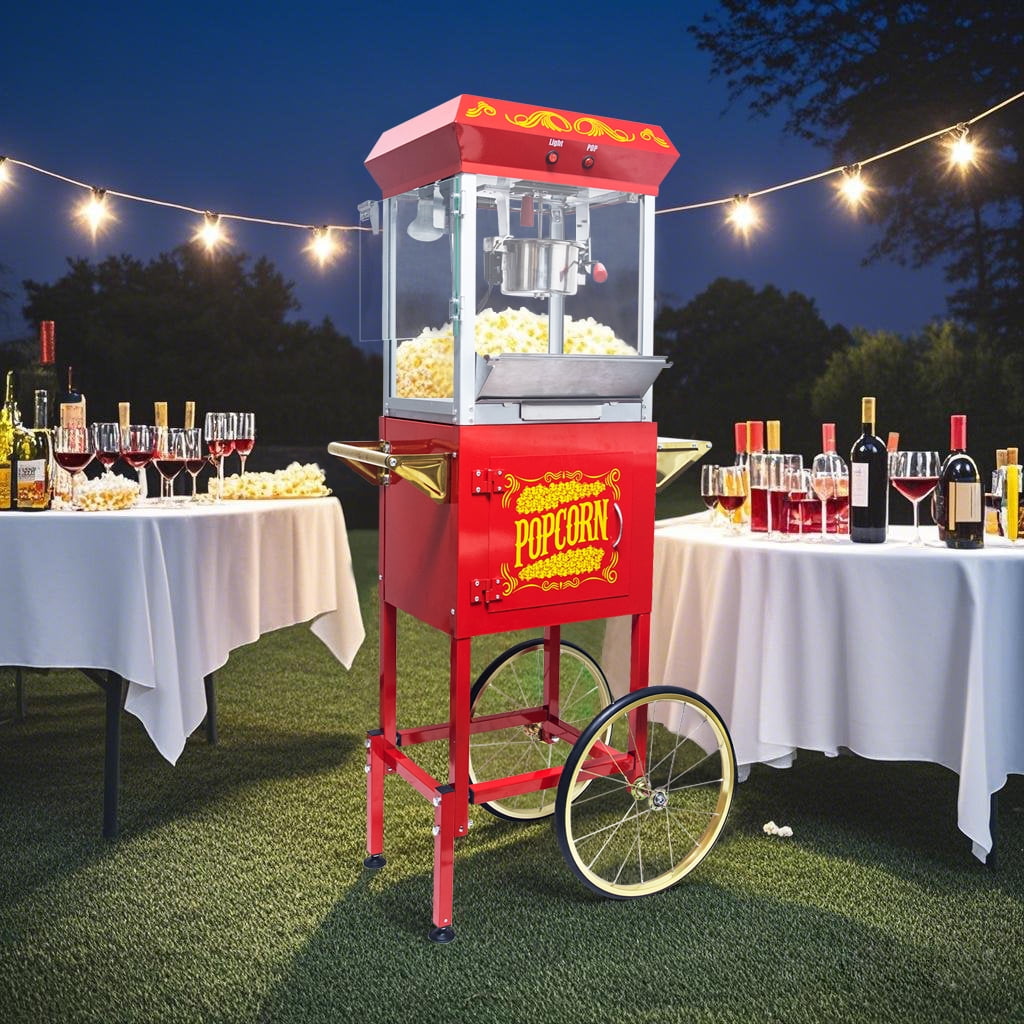 8oz Popper with Stainless-steel Kettle, Popcorn Machine with Cart ...