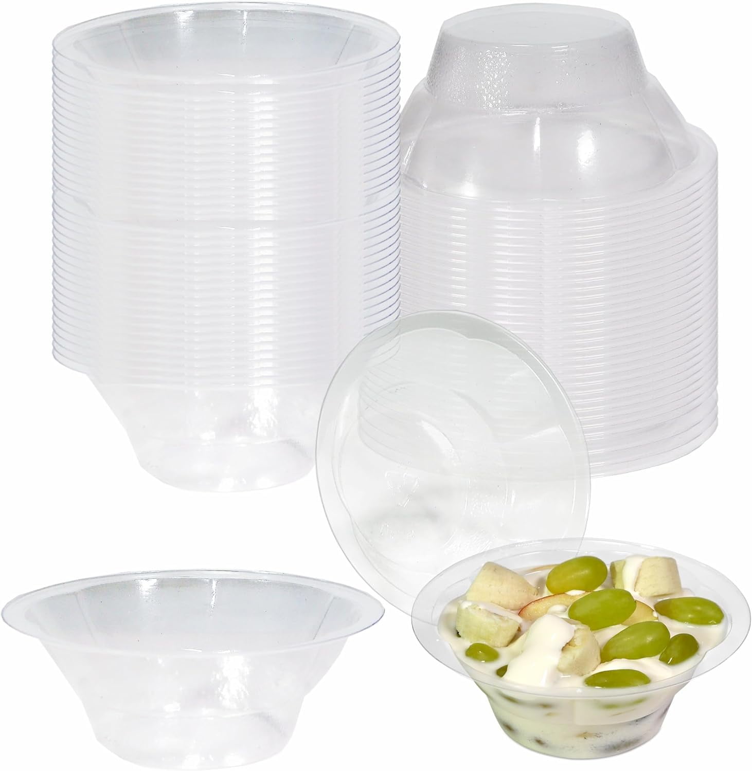 8oz Round Clear Disposable Dessert Sundae Cups - Clear Plastic Ice ...