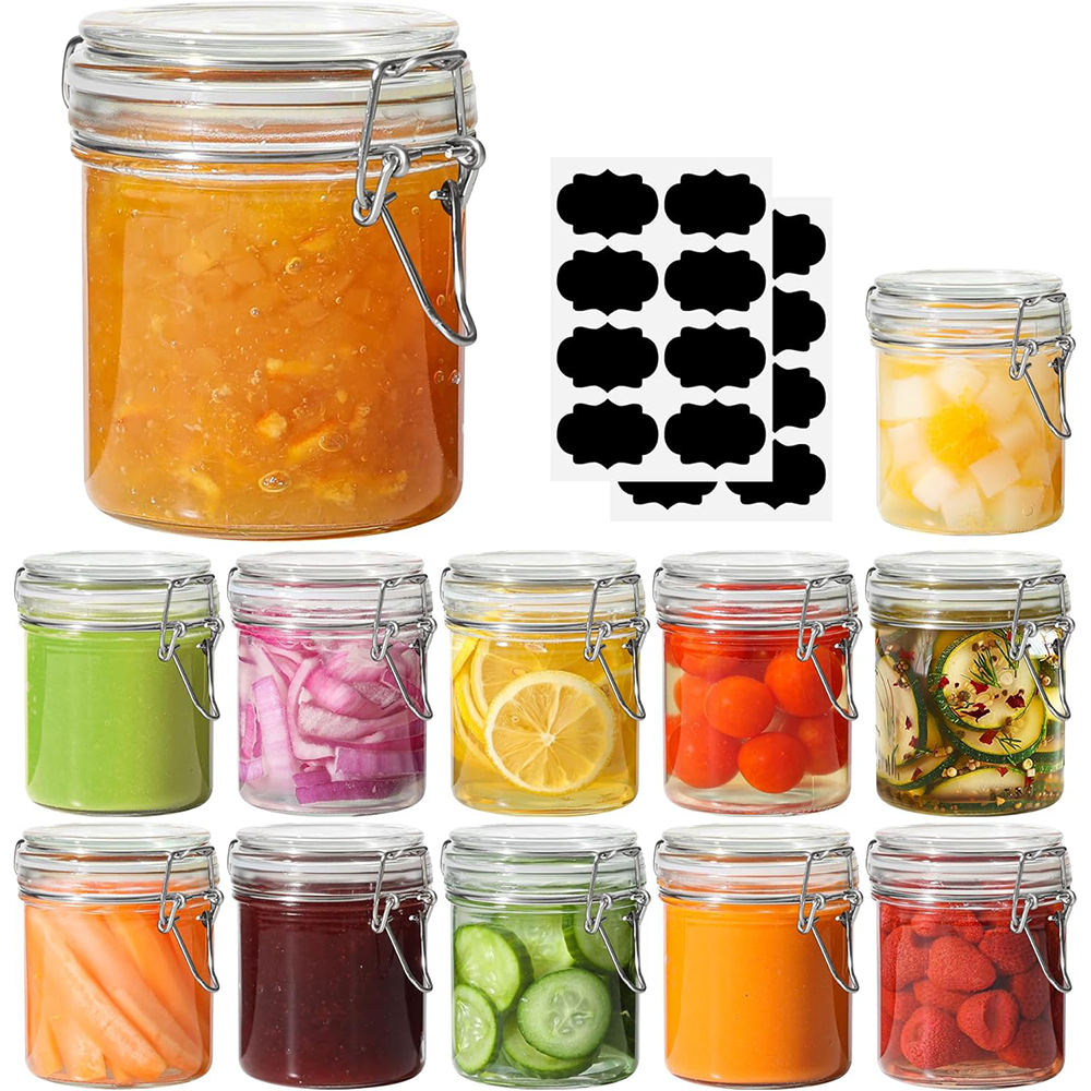8oz Small Airtight Glass Jars with Lid,12Pcs Food Storage Jar Round ...