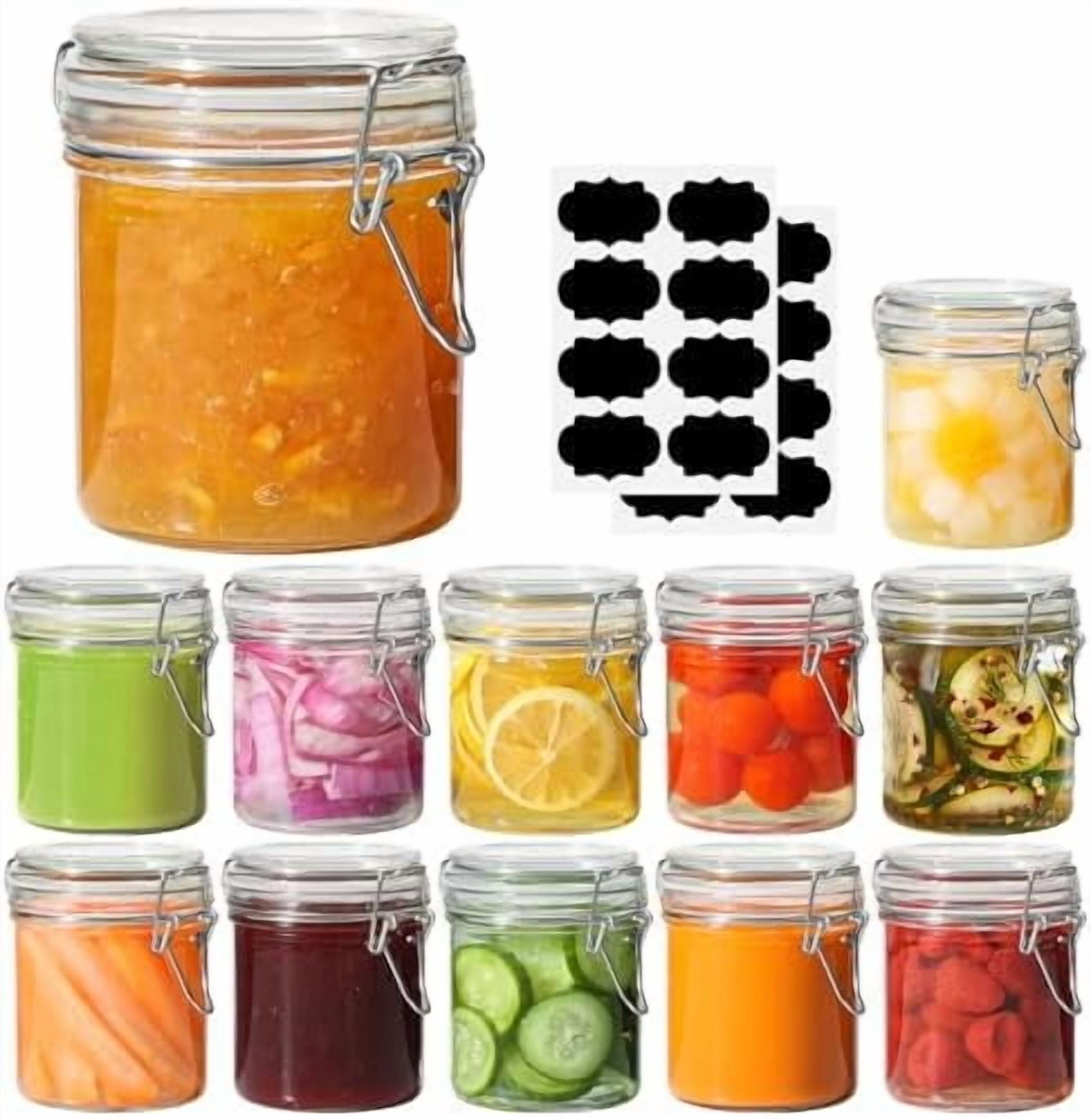 8oz Small Airtight Glass Jars Set of 12 with Lid Food Storage Jar Round ...