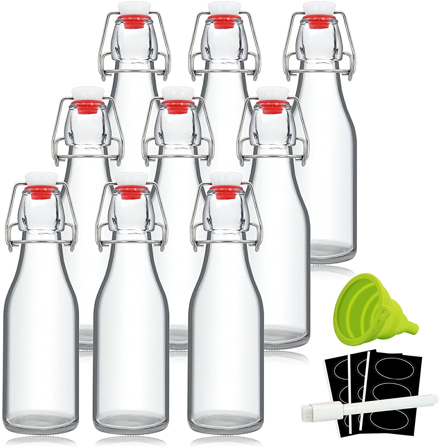 8oz Swing Top Bottles - Glass Beer Bottle with Airtight Rubber Seal ...