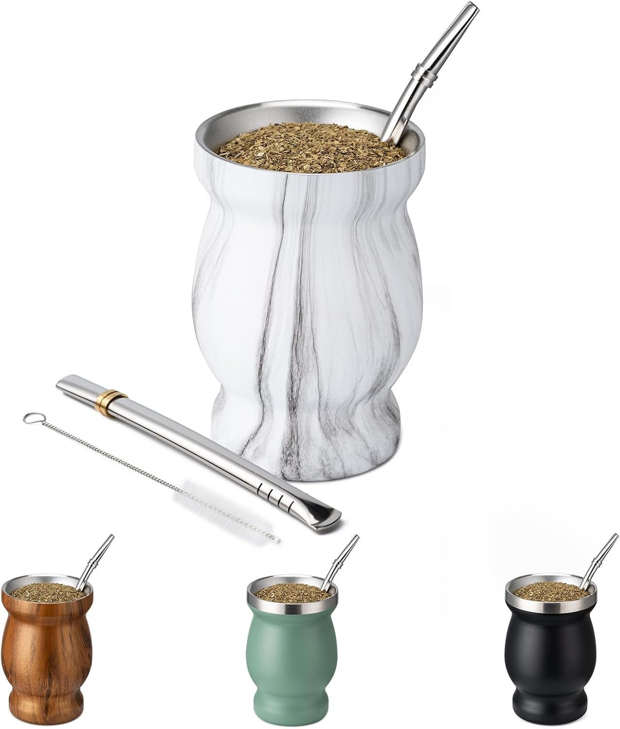 8oz Yerba Mate Cup, 304 Stainless Steel Double-Wall Mate Cup, Heat ...