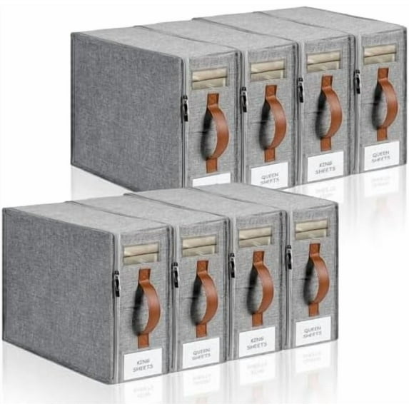 8pack Bed Sheet Organizer, Foldable Linen Closet Organizers and Storage ...