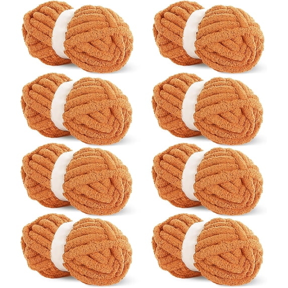 8pack Chunky Chenille Yarn for Blanket, Super Bulky Soft Thick Fluffy ...