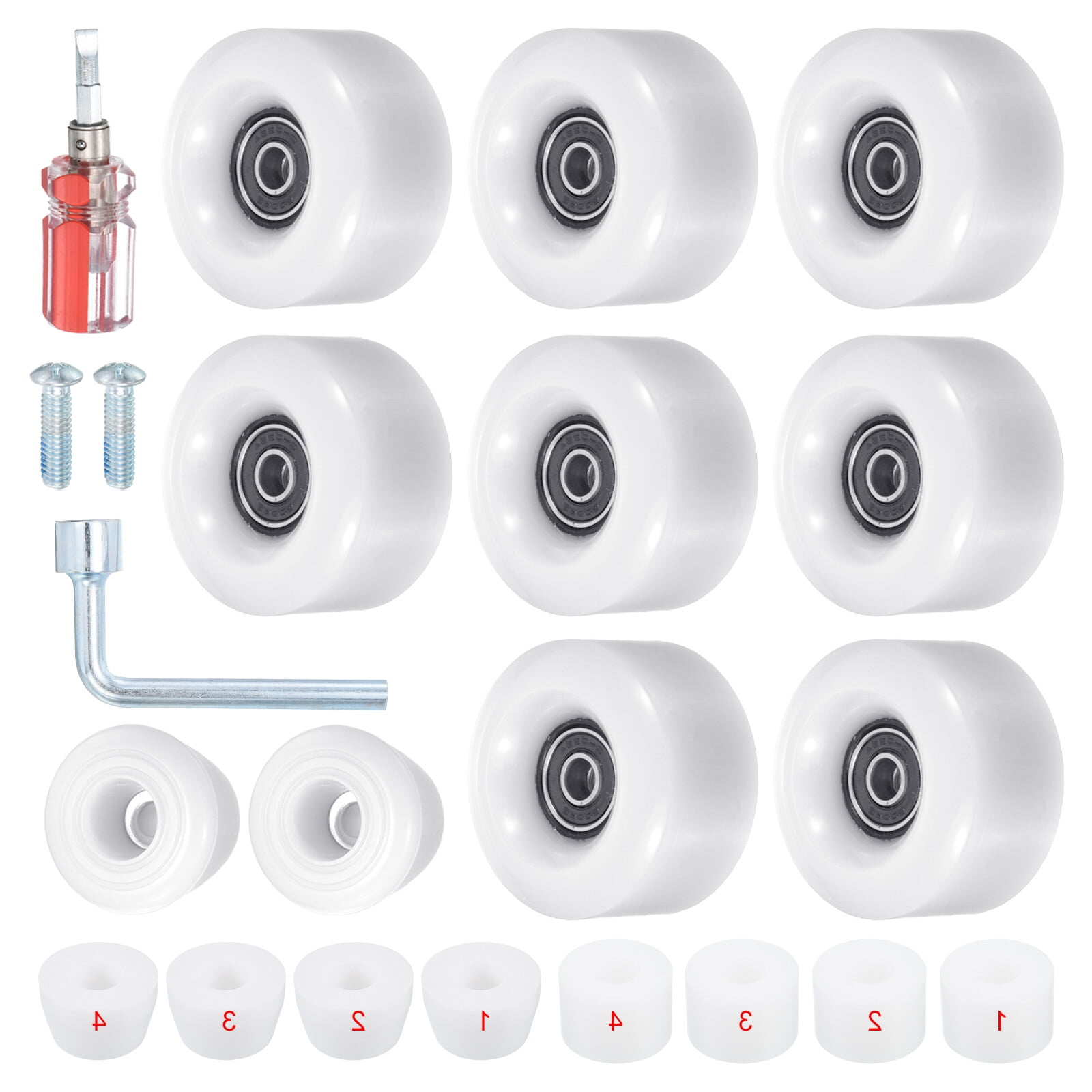 8pack Roller Skate Wheels Quad with ABEC-9 Bearing 82A PU 2 Toe ...