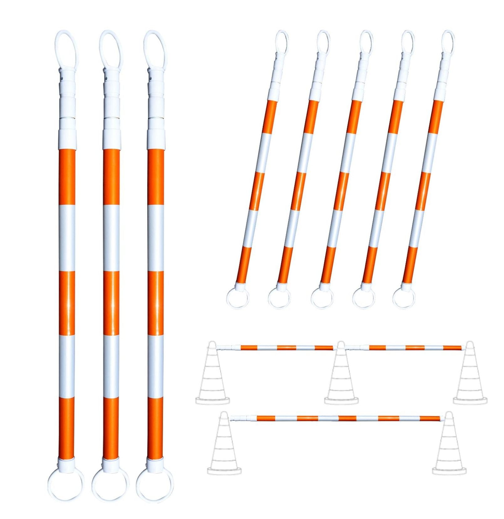 8pack Traffic Cone Bar 4 to 9FT Retractable Bars Perfect for Driveway ...