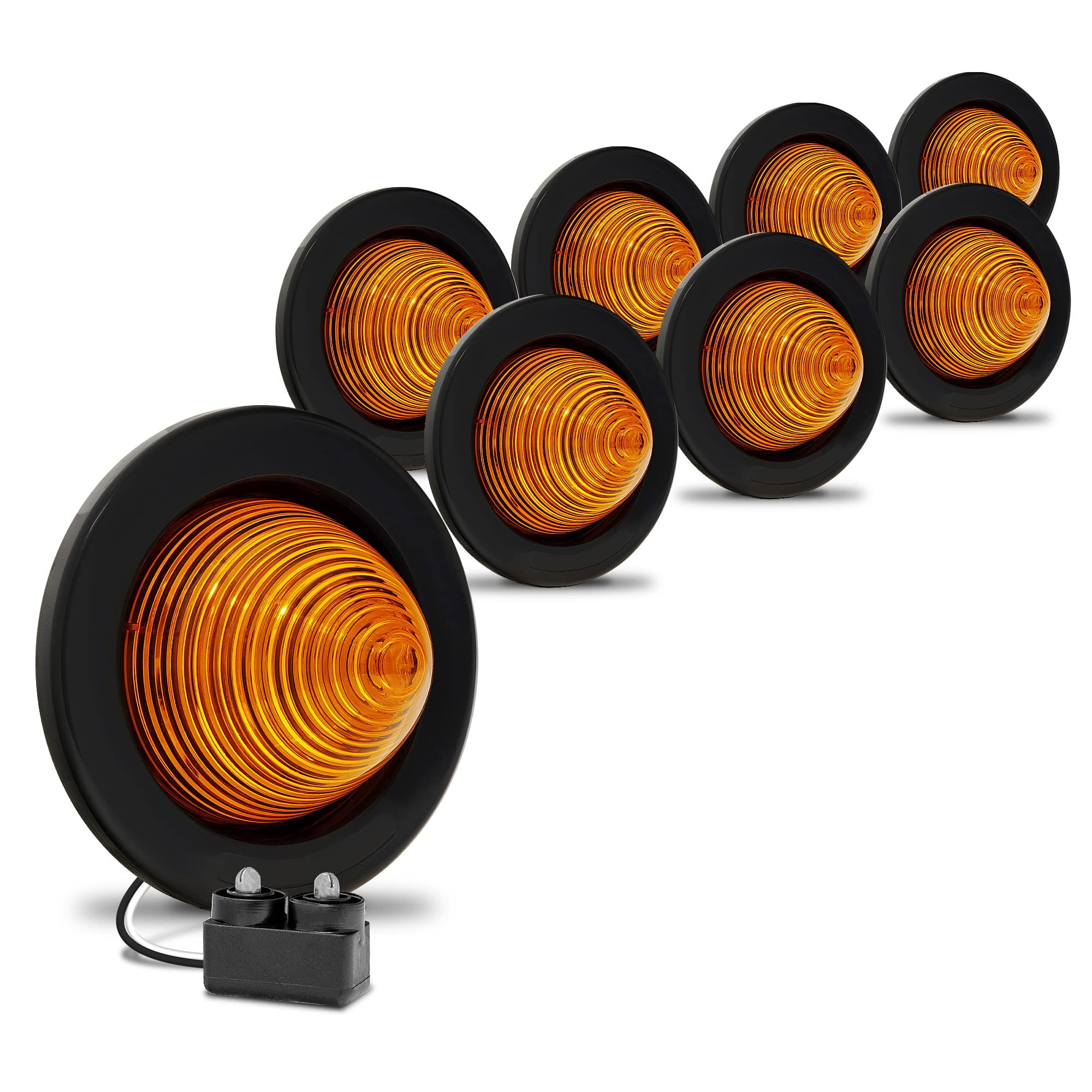 8pc 2.5" Round Amber Beehive LED Trailer Marker Light [DOT FMVSS 108 ...