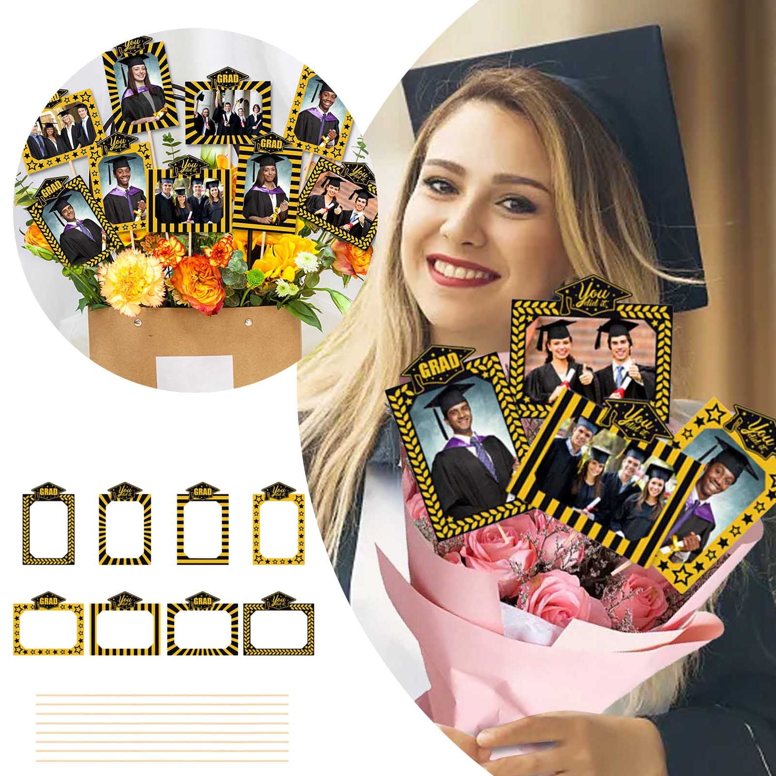 8pc 2025 Graduation Centerpiece Decorations for Table Graduation Picture Frames Lighted Desktop ...