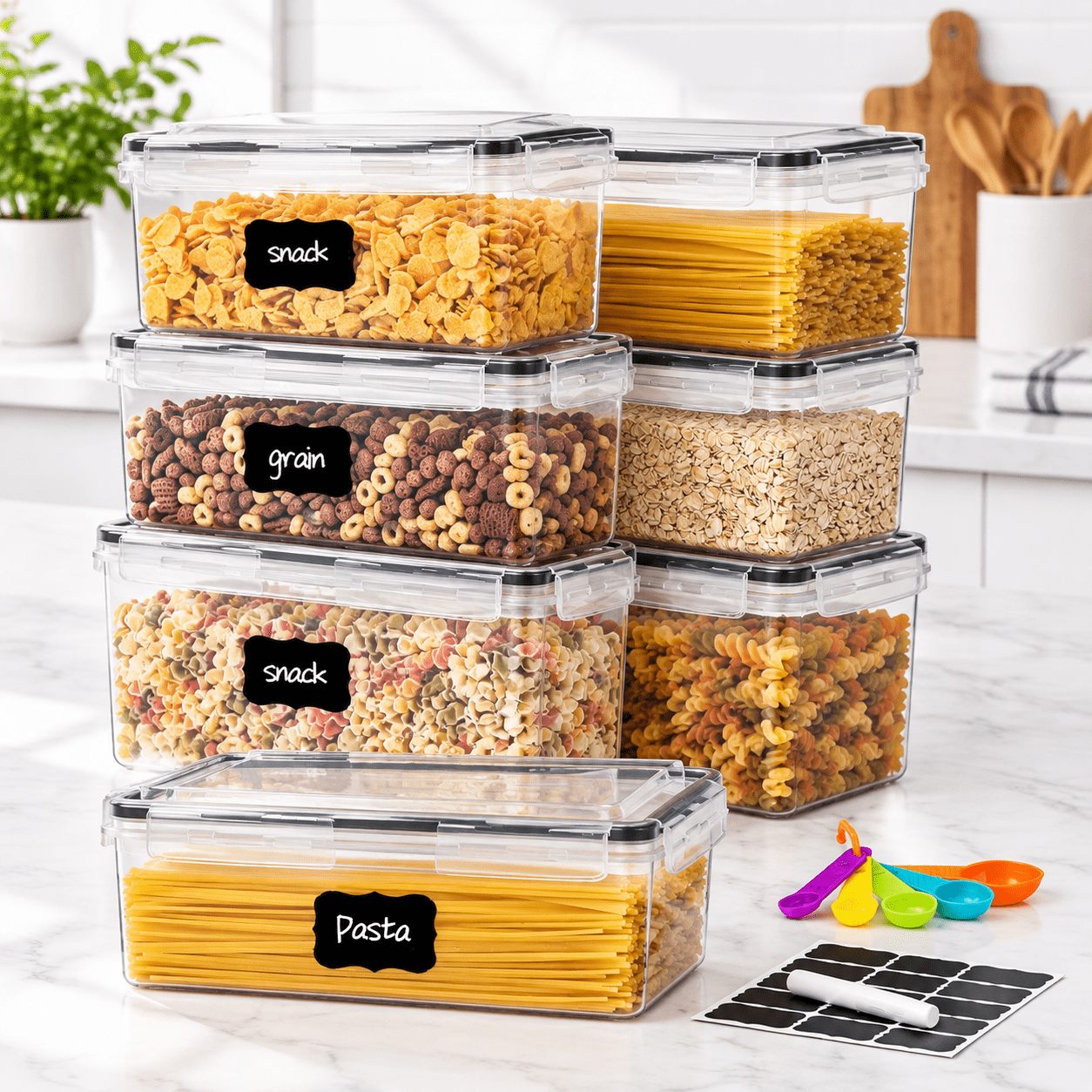 8pc 3.2l Airtight Canisters With Lids Kitchen Dry Pantry Storage ...