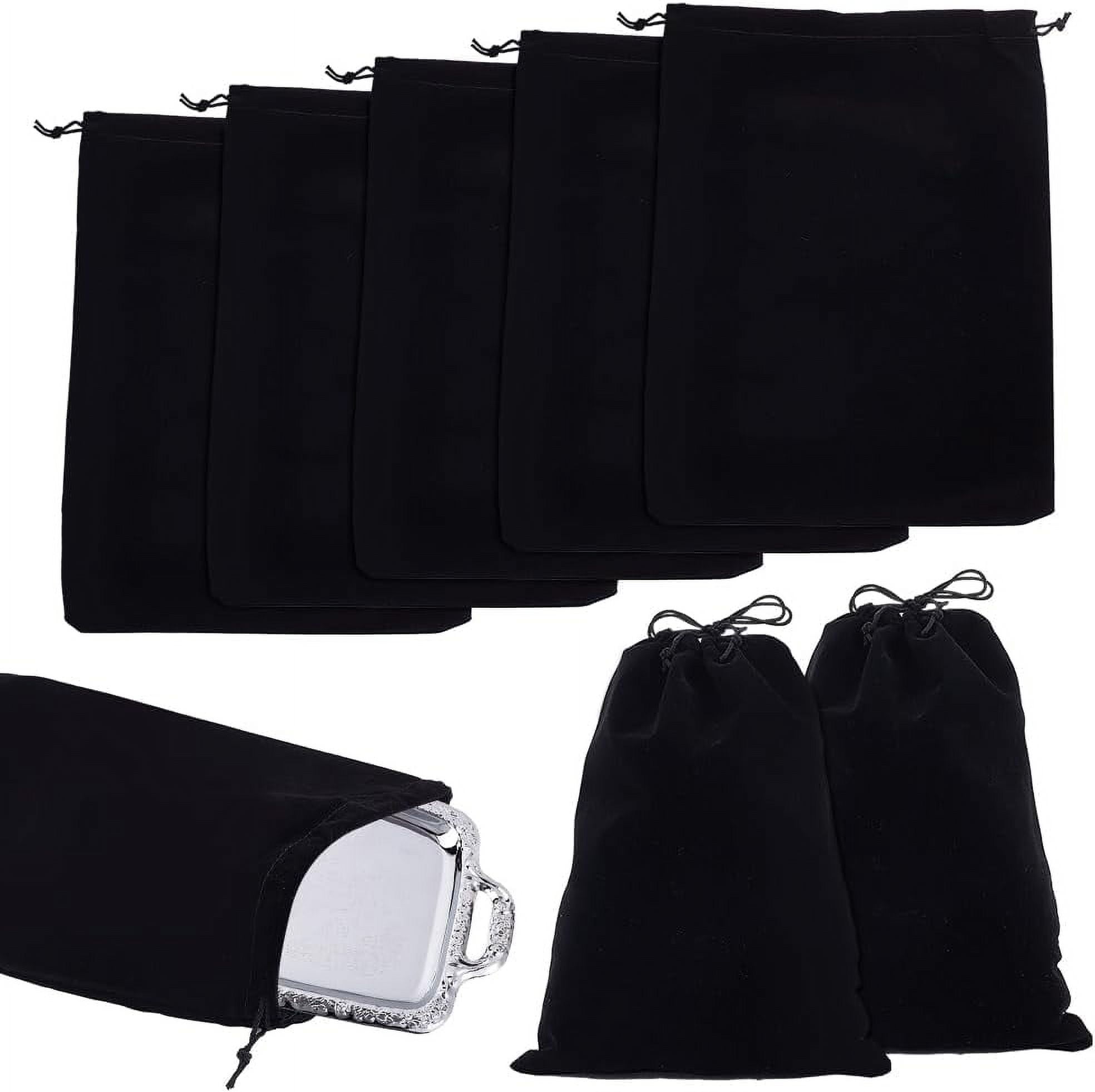 8pc 8pcs Black Large Gift Bags Velvet Packing Pouches Drawstrings ...