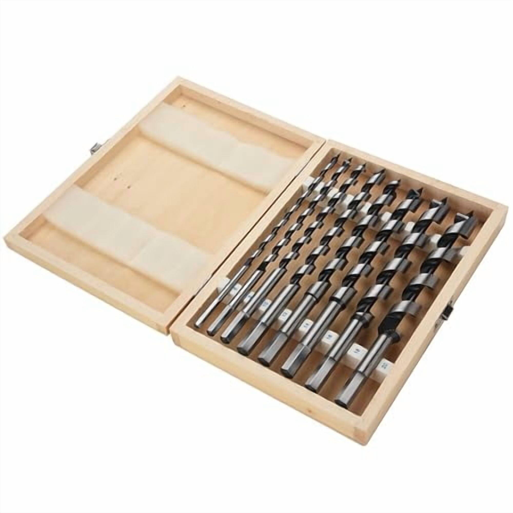 8pc Carbon Steel Auger Bit Set, Machined Hex Shank Wooden Case, 6mm to ...