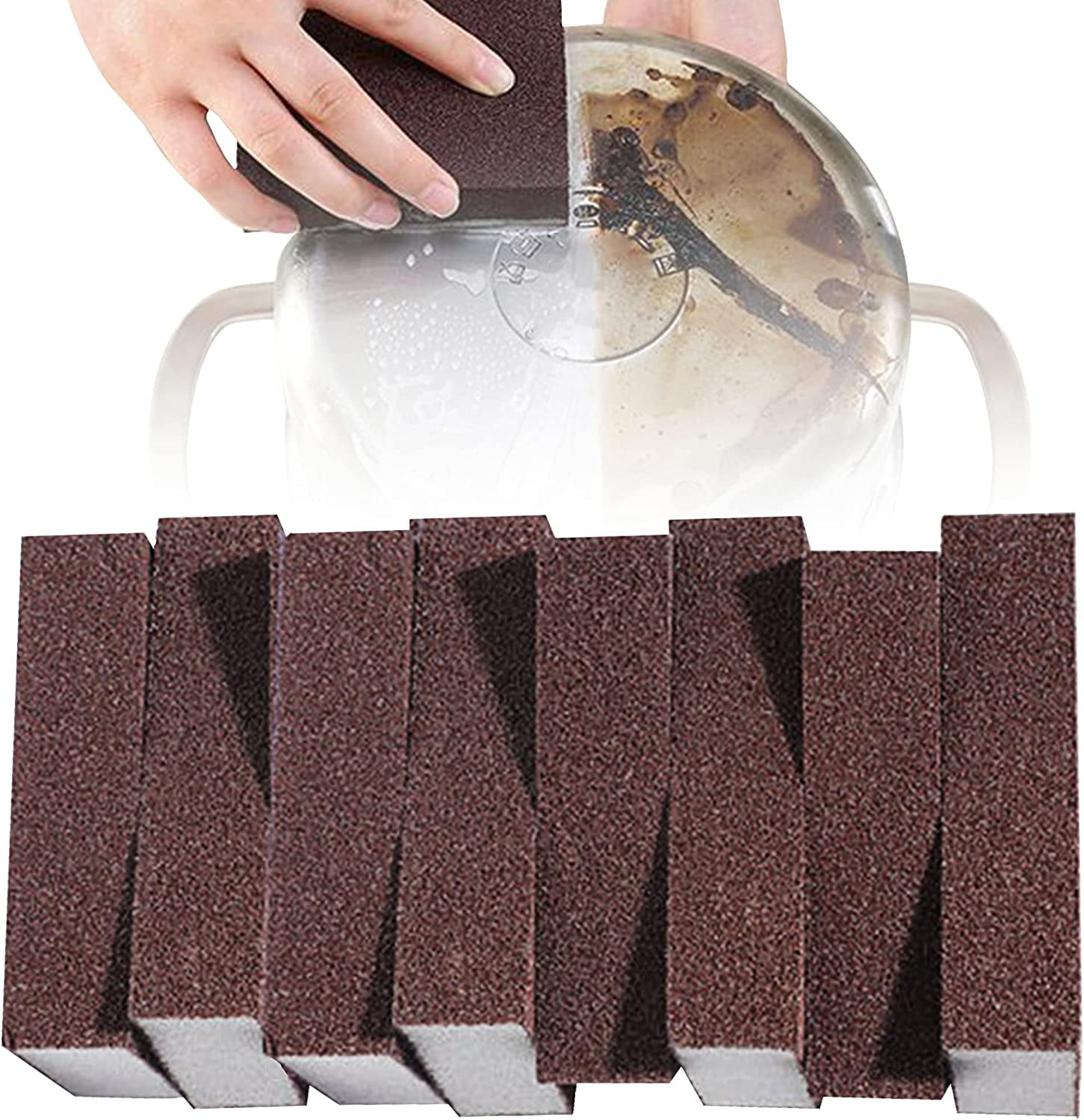 8pc Carborundum Sponge Nano Emery Sponges Caspian Stone Pot Clean Brush ...