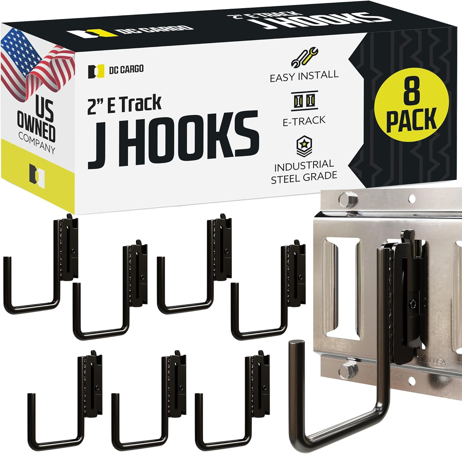 "8pc E-Track Hooks, E-Track Accessories , 2 Inch Etrack J Hooks ...