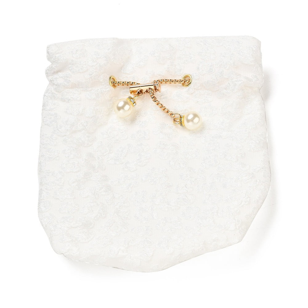 8pc Fiber Embossed Flower Drawstring Candy Bags with Chain Wedding ...