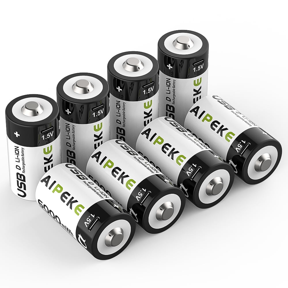 8pc-Rechargeable High Capacity D Size Battery Batteries 1.5V ...