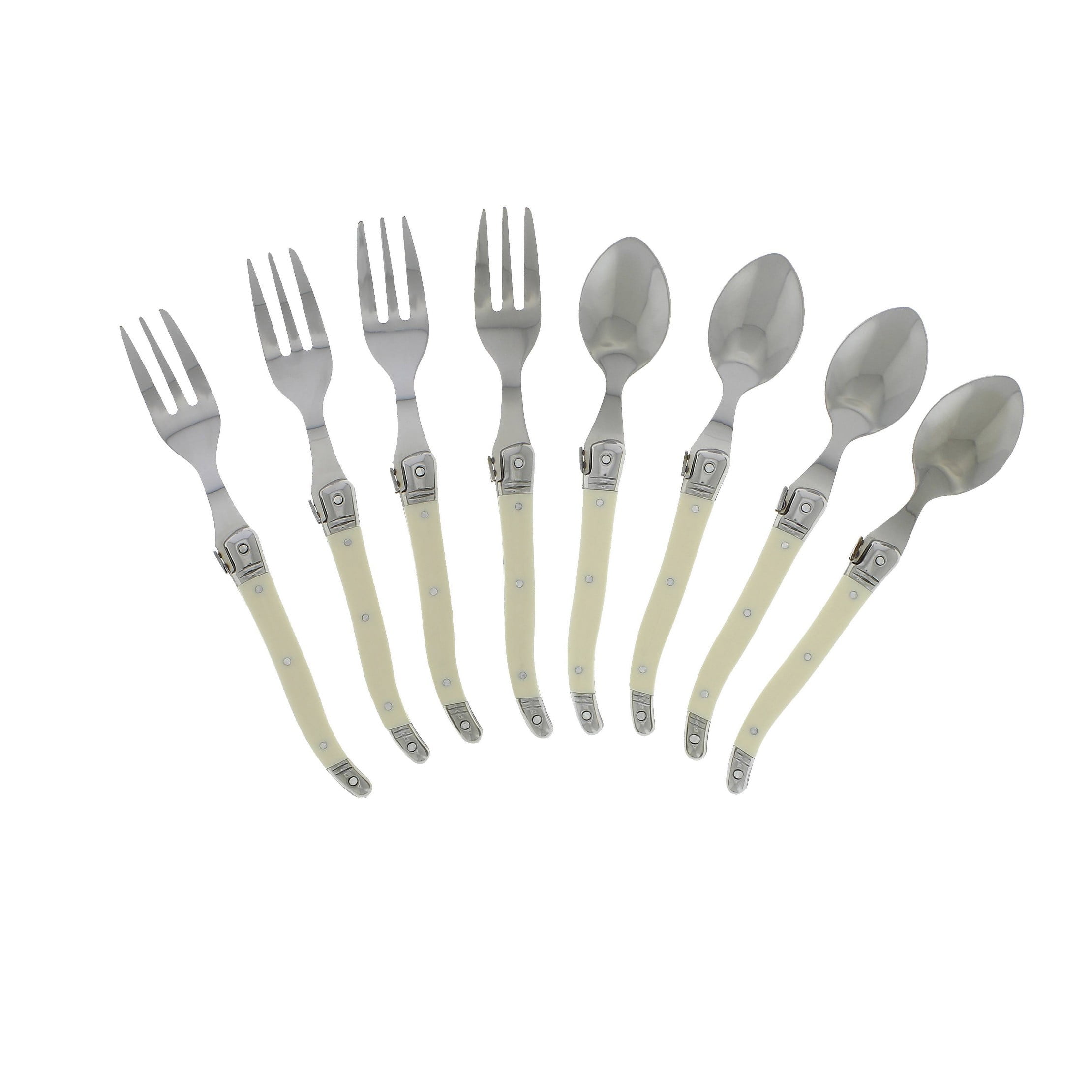 8pc Stainless Steel Laguiole Faux Ivory Dessert Flatware Set White ...