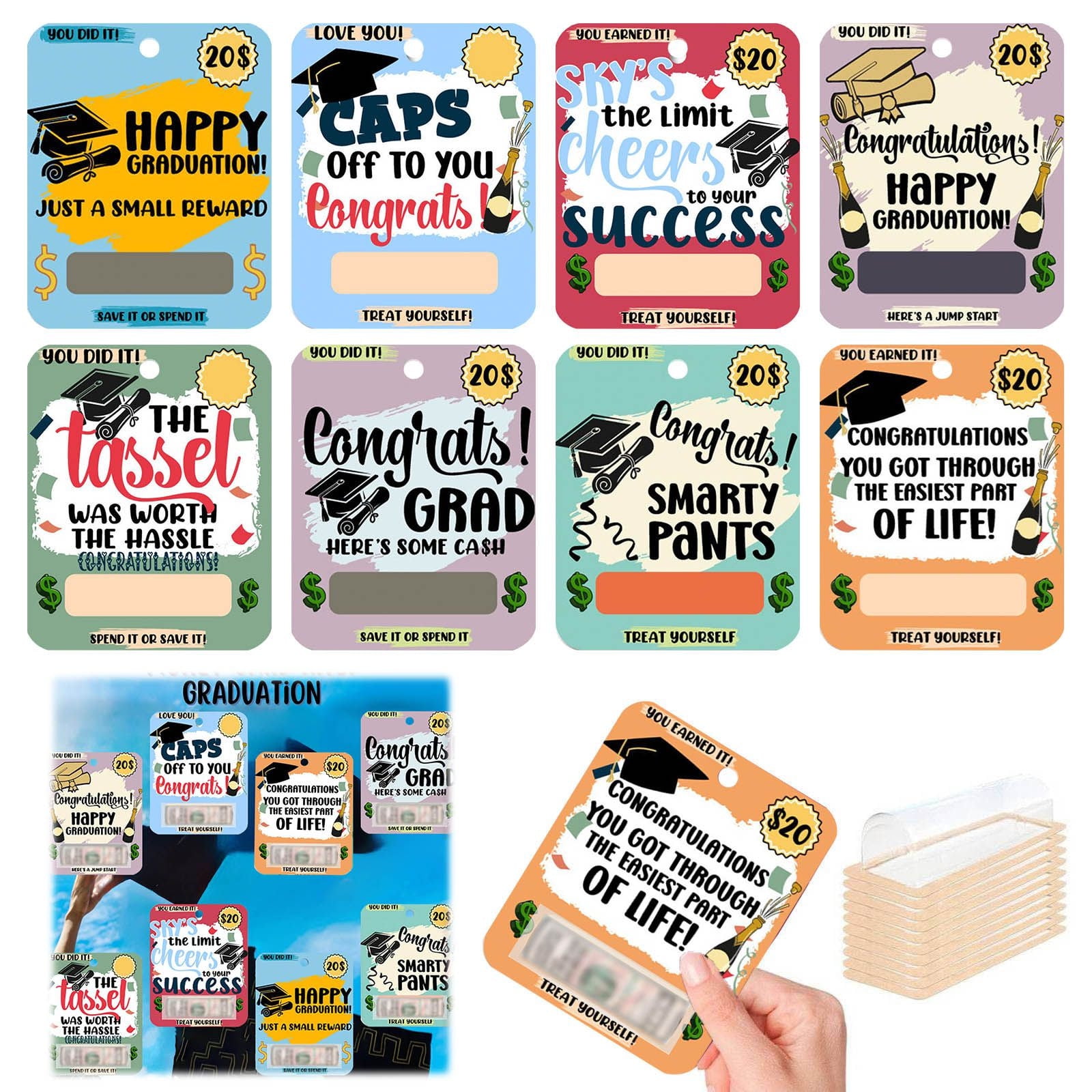 8pc Sublimation Money Card Blanks Graduation Money Holder 2025 ...