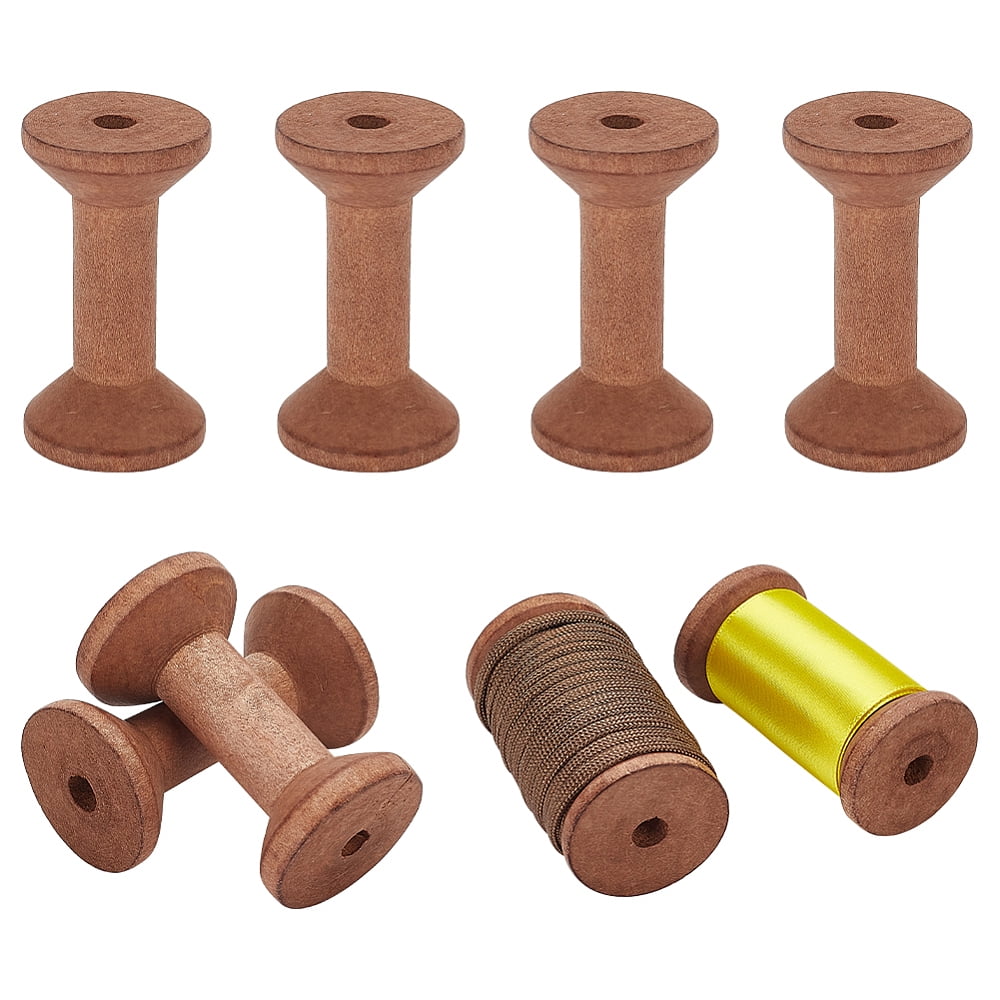8pc Wood Thread Bobbins for Embroidery and Sewing Machines Coconut Brown 39.5x70mm Hole: 9mm DIY ...