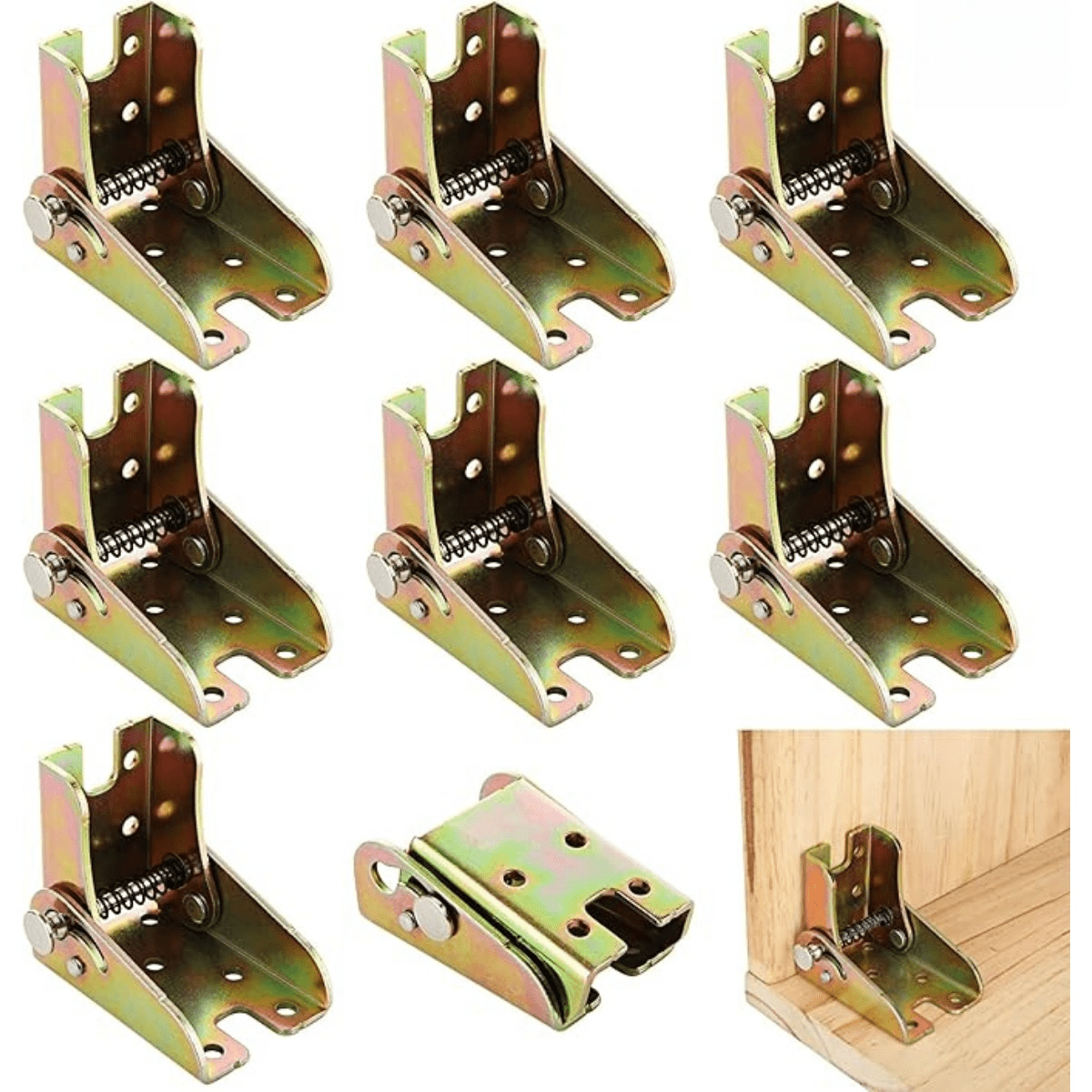 8pcs 0-90° Self-Locking Foldable Brackets (Gold) – Heavy Duty Hinges ...