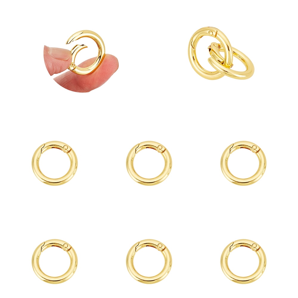 8pcs 18K Gold Plated Spring Gate Rings Spring O Rings Snap Clip Spring ...