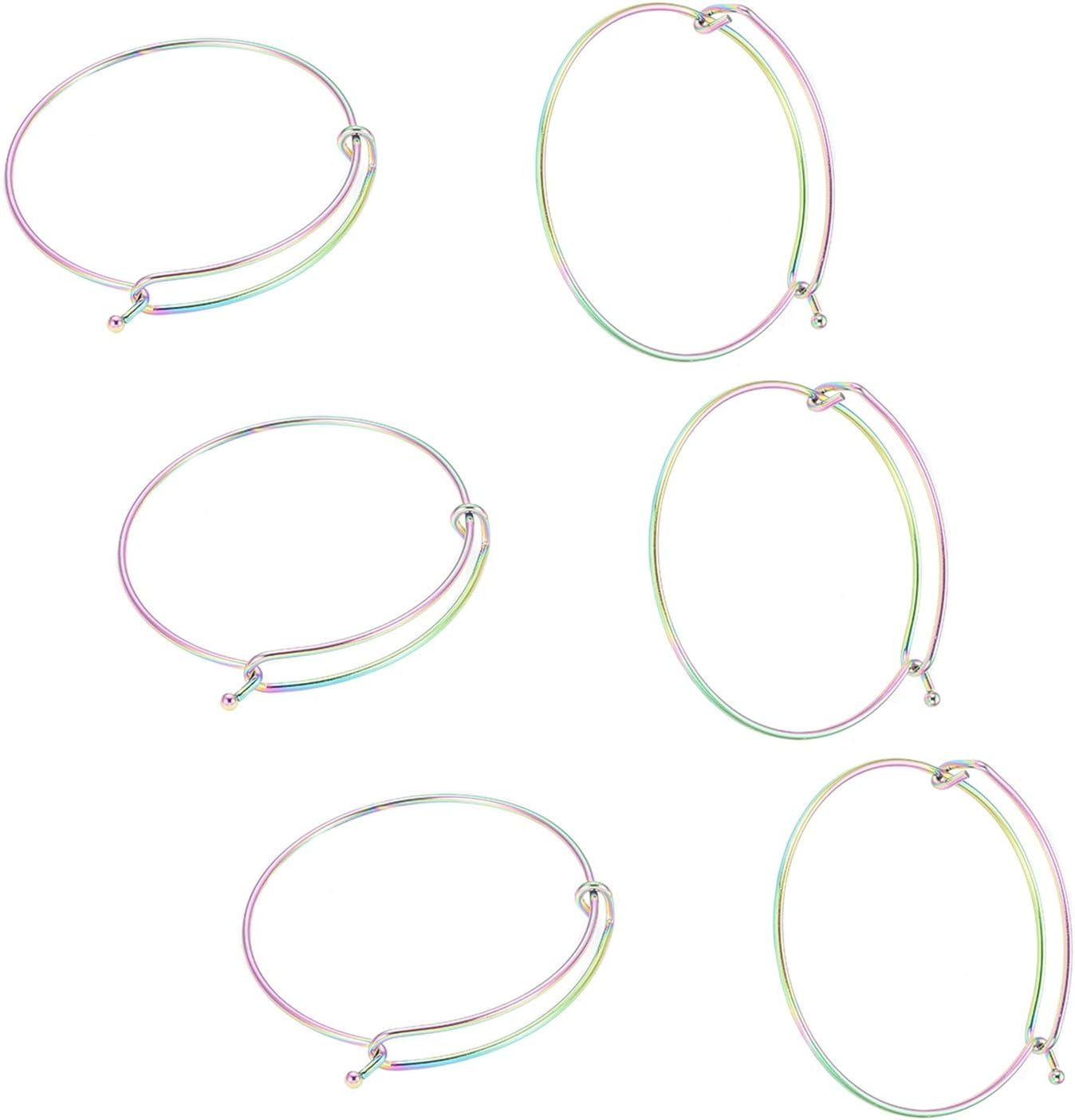 8pcs 2-3/8in(61~62mm) Multi-Color Expandable Bangle Stainless Steel ...