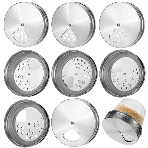 8pcs 2.76-Inch Adjustable Stainless Steel Spice Jar Lids - with ...