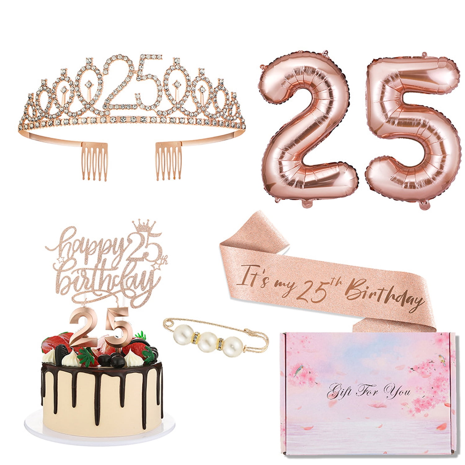 Customer reviews for 8pcs 25th Birthday Decorations for Women Girls, Include 25 year old ...