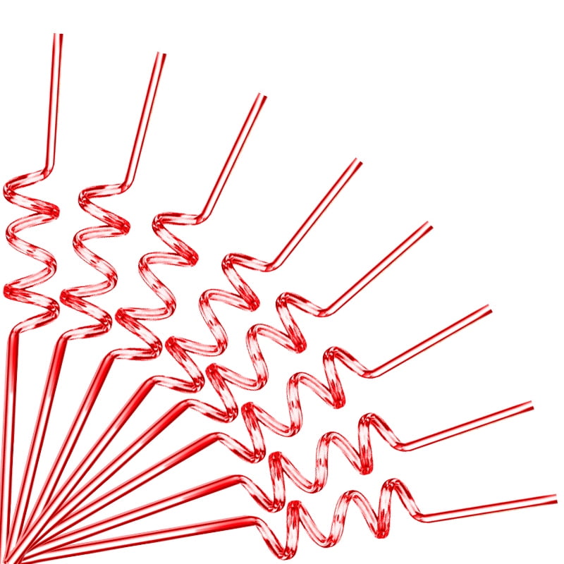 8pcs 26cm Multicolor Plastic Helical Drinking Straws Food Grade ...