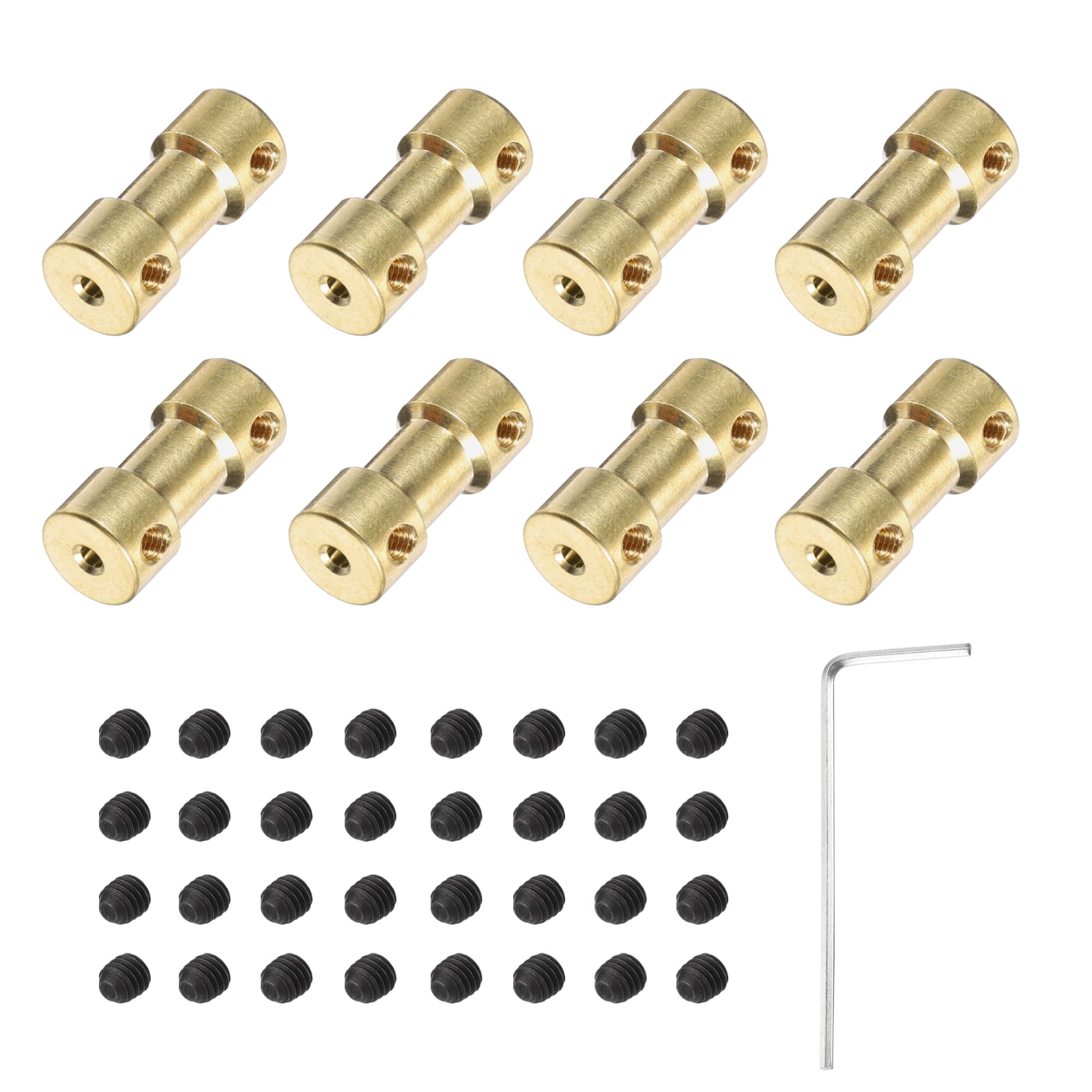 8pcs 2mm to 2mm Brass Shaft Coupling Joint Connector with Screws Hex ...