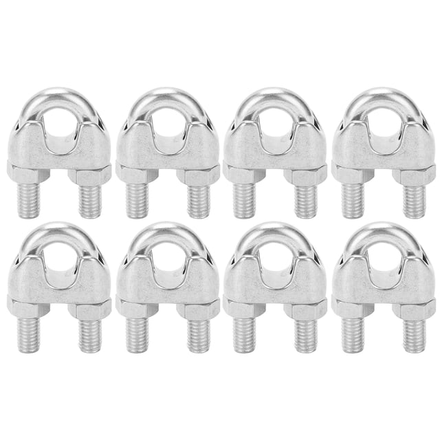 Stainless Steel Wire Rope Cable Clamps Set, 8 Pieces, 3/8 Inch M10 ...