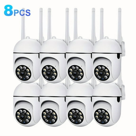 8pcs 3MP FHD WiFi Dome Security Cameras - 360° PTZ Panoramic View, Full ...