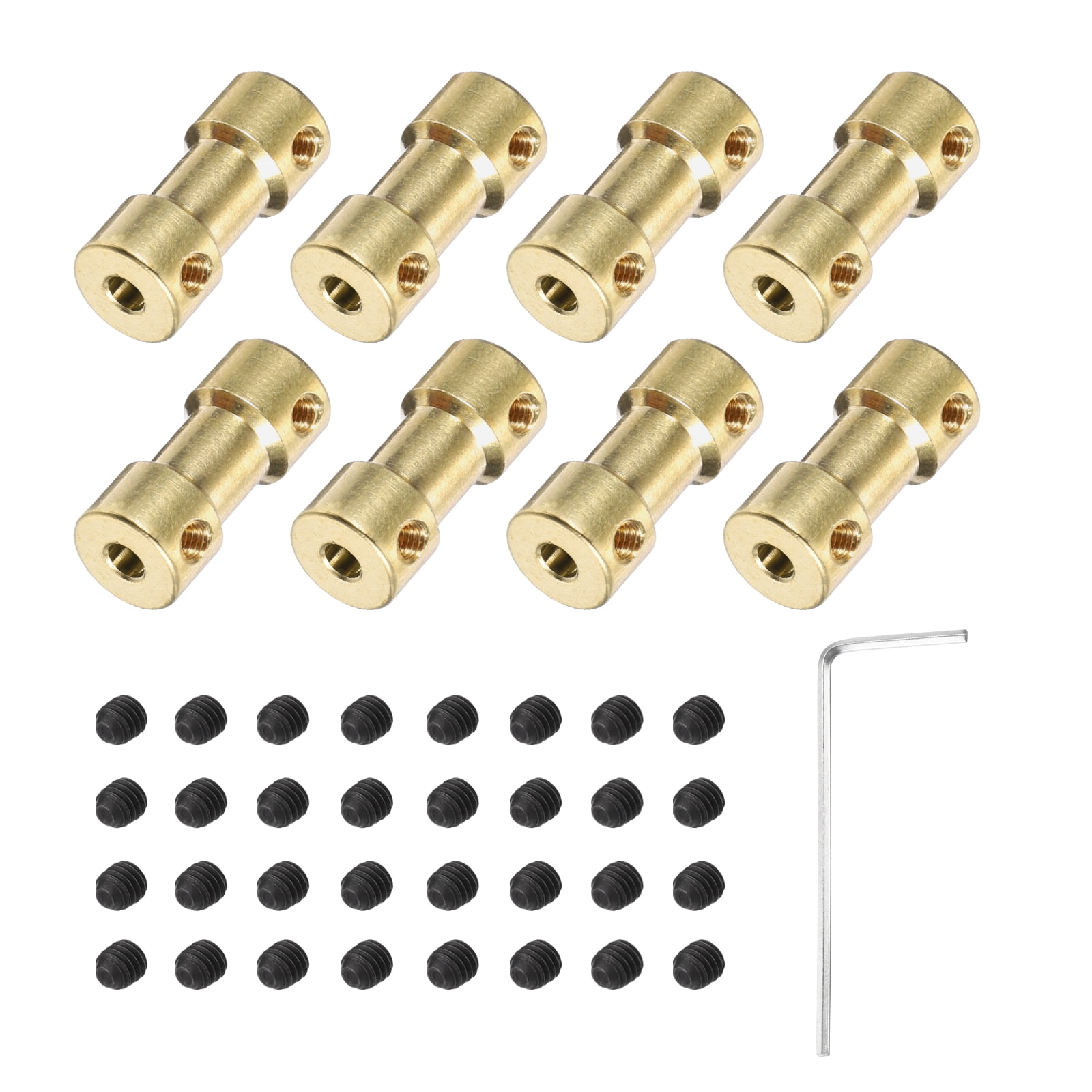 8pcs 3mm to 3mm Brass Shaft Coupling Joint Connector with Screws Hex ...