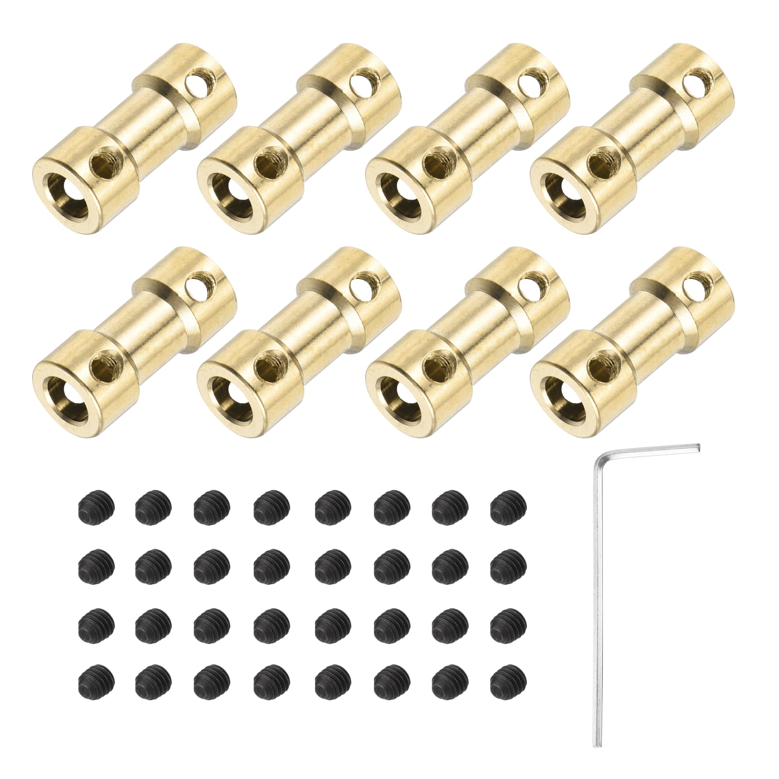 8pcs 3mm to 5mm Brass Shaft Coupling Joint Connector with Screws Hex ...